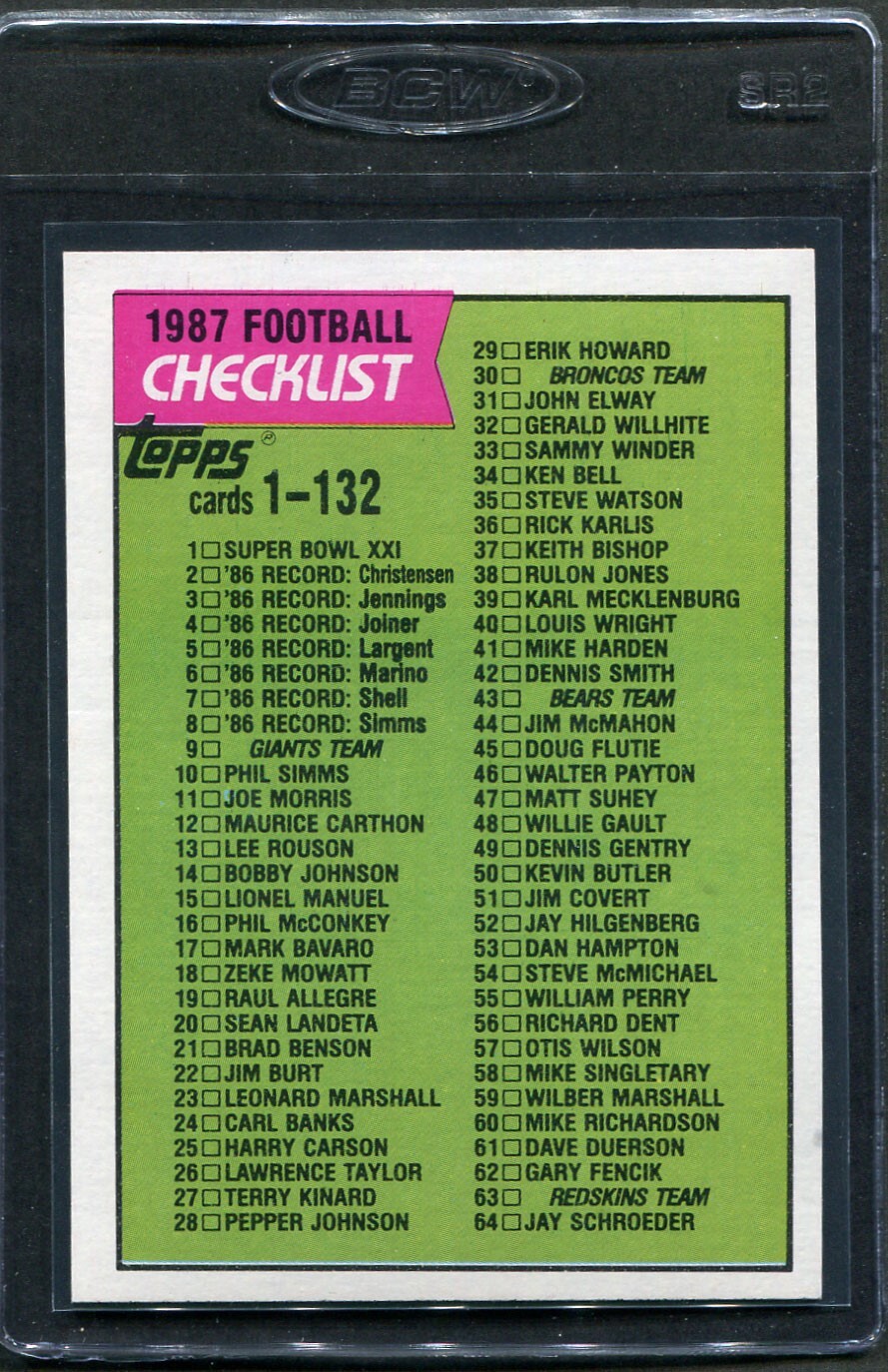 1987 Topps Football Checklist #394 Nm/mt | eBay