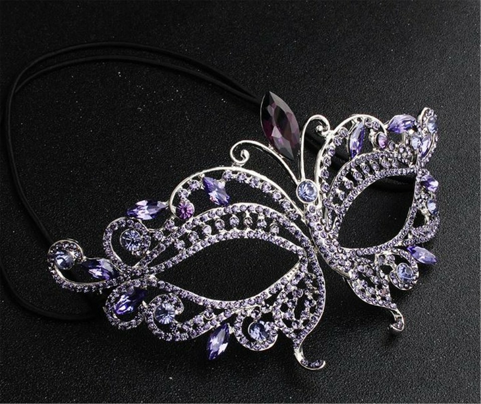 Women Metallic Crystal VENETIAN Masquerade Halloween Fancy Ball Face ...
