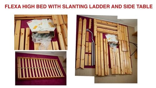 Flexa High Bed With Slanting Ladder and Side Table | eBay UK