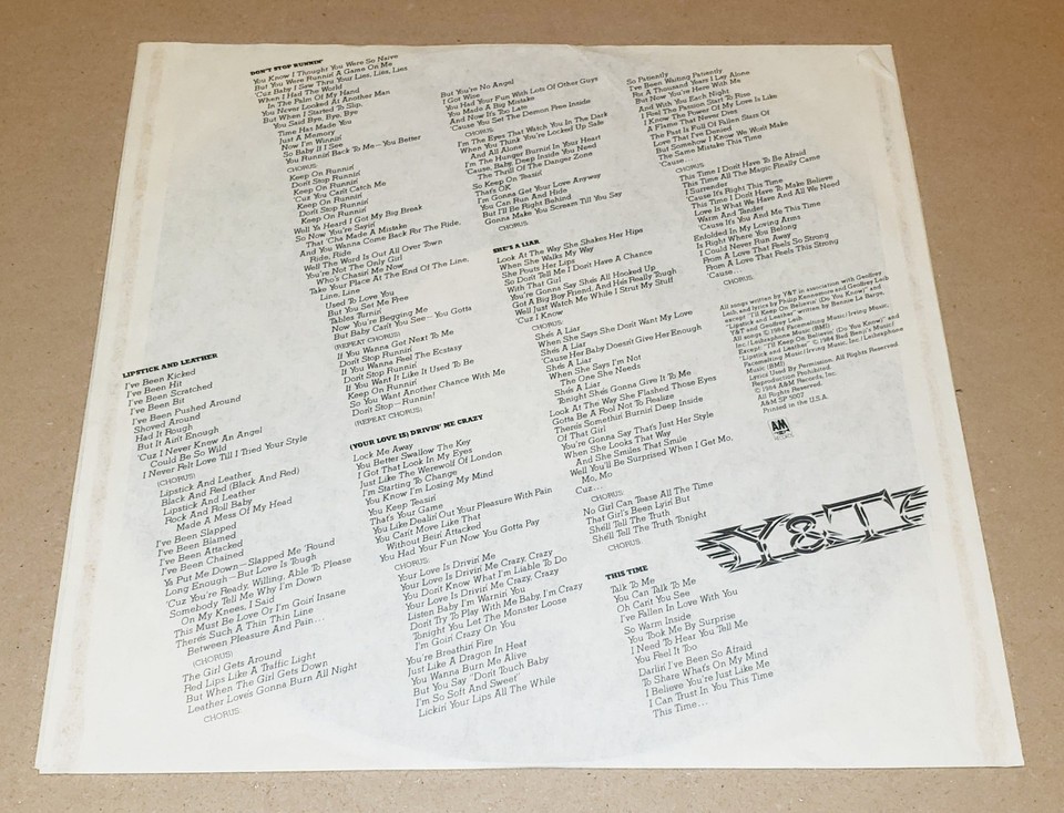 Y&T RARE 1984 IN ROCK WE TRUST VINYL LP MINT-/MINT- A&M YESTERDAY TODAY ...