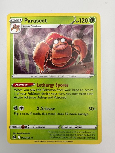Pokemon TCG Card Lost Origin Parasect 005/196 Rare | eBay