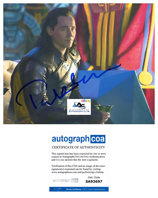 TOM HIDDLESTON AUTOGRAPH SIGNED 8X10 PHOTO LOKI THOR AVENGERS MARVEL ...