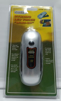 Wind-Up Crank Flashlight Gordon Dynamo LED Torch 2 Modes 3 LED New ...