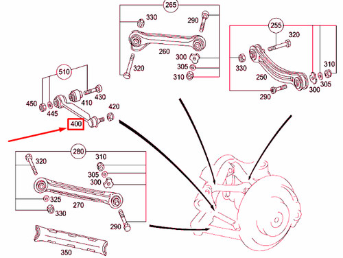 MERCEDES-BENZ SLK R171 REAR AXLE SUSPENSION TIE ROD A2033500353 NO DUTY ...