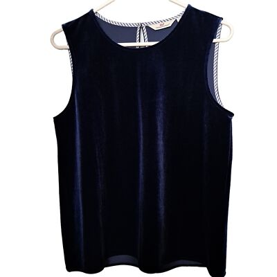 NEW Vineyard Vines Navy Blue Velvet Crewneck Sleeveless Shell Blouse ...