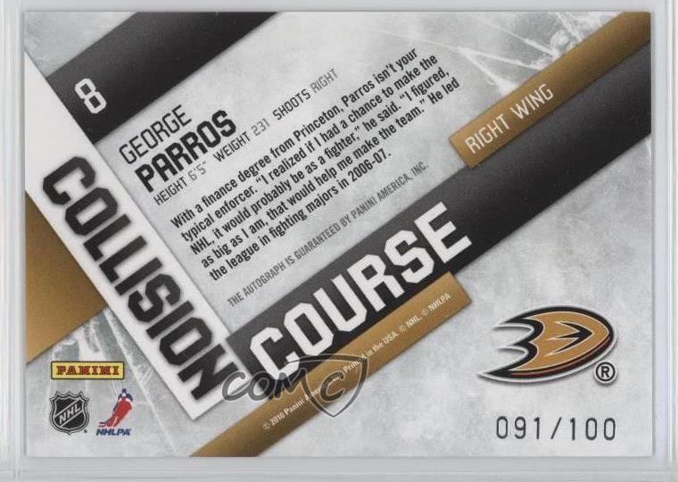 2010-11 Certified - Collision Course Signatures #8 George Parros /100 ...