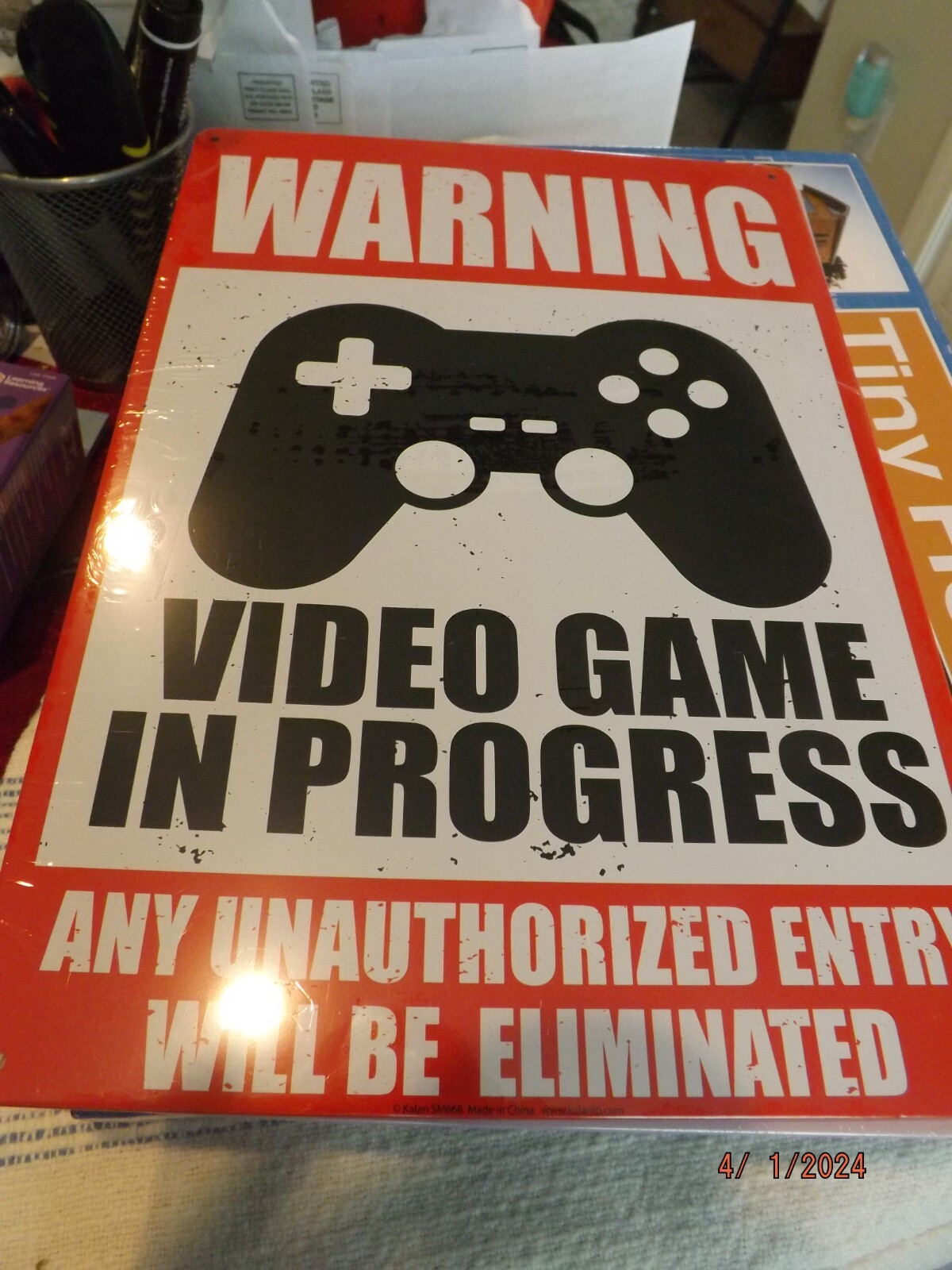 Warning Video Game In Progress Metal Sign--Brand New | eBay
