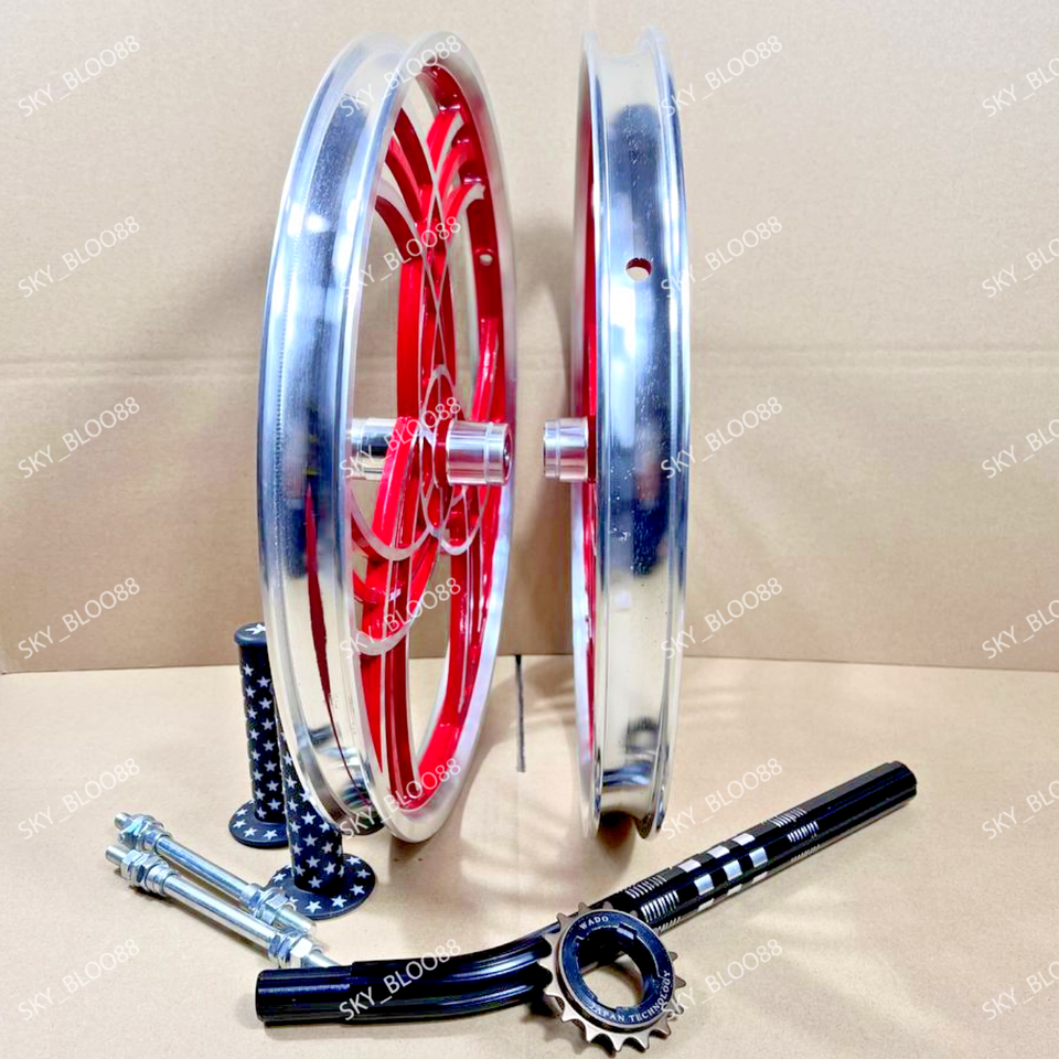PAIR 20" Bicycle Mag Wheels Set RED COLOR FOR GT DYNO HARO ANY BMX BIKE ...