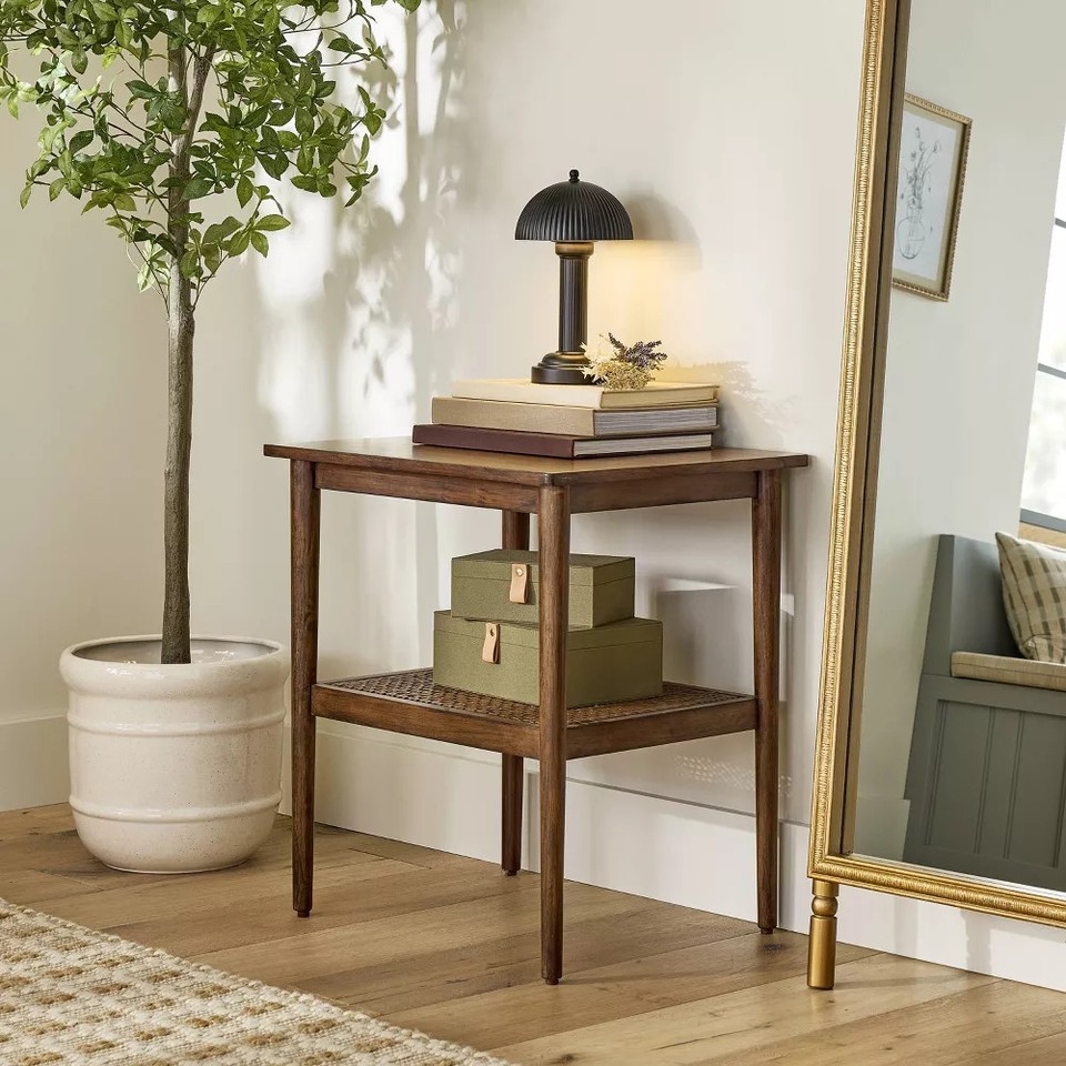 11.5" Fluted Metal Rechargeable Library Table Lamp Black (Includes LED ...