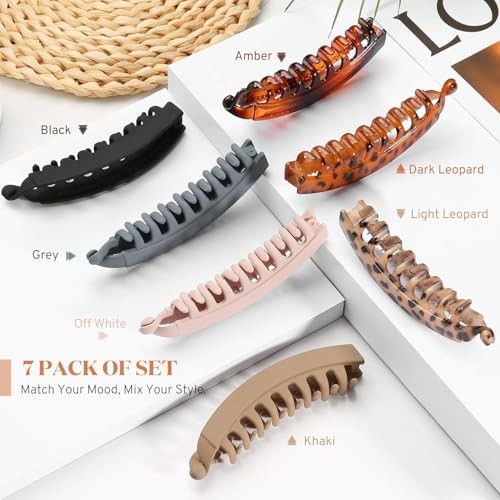 Banana Clip for Women, 7 Pack 5.1 Inch Hair Clip for Thick Medium Hair ...