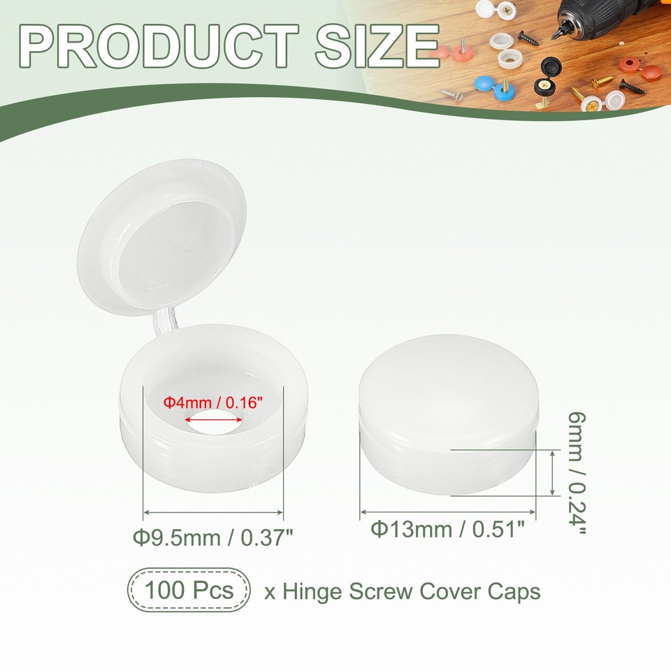 Screw Snap Covers Plastic Hinged Screw Cover Caps 4 mm & 100 Pack ...