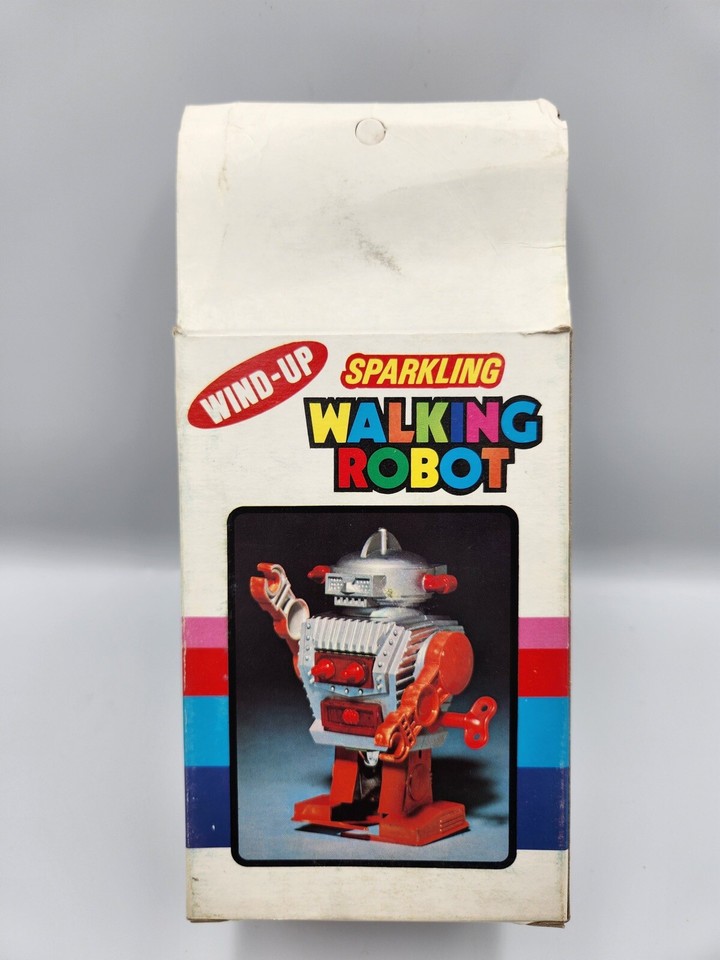 Vintage SPARKLING WALKING Wind-Up Plastic ROBOT 1970s Elmar USA | eBay