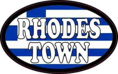 4in x 2.5in Oval Greek Flag Rhodes Town Sticker Car Truck Vehicle ...