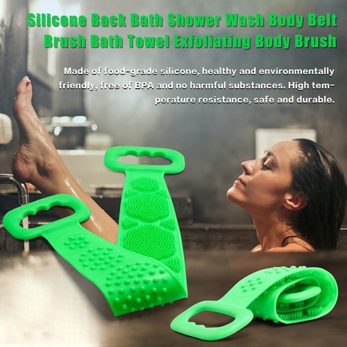 Bath Silicone Exfoliating Back Strap Scrub Shower Body Scrubber Brush ...