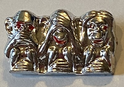 Cute Vintage PK Silver Plastic Hear, See, Speak No Evil Monkey Monkeys ...