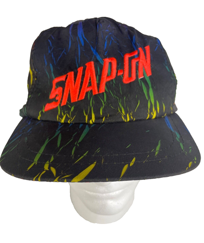 Vtg Snap On Tools Rainbow Splash Snapback Hat Nylon Black Baseball Cap ...
