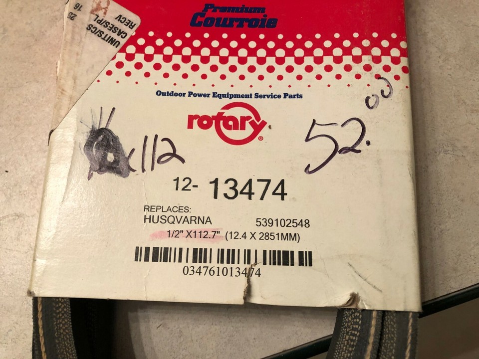 ROTARY BELT 13474 TO REPLACE HUSQVARNA 539102548 EXACT FIT FREE ...