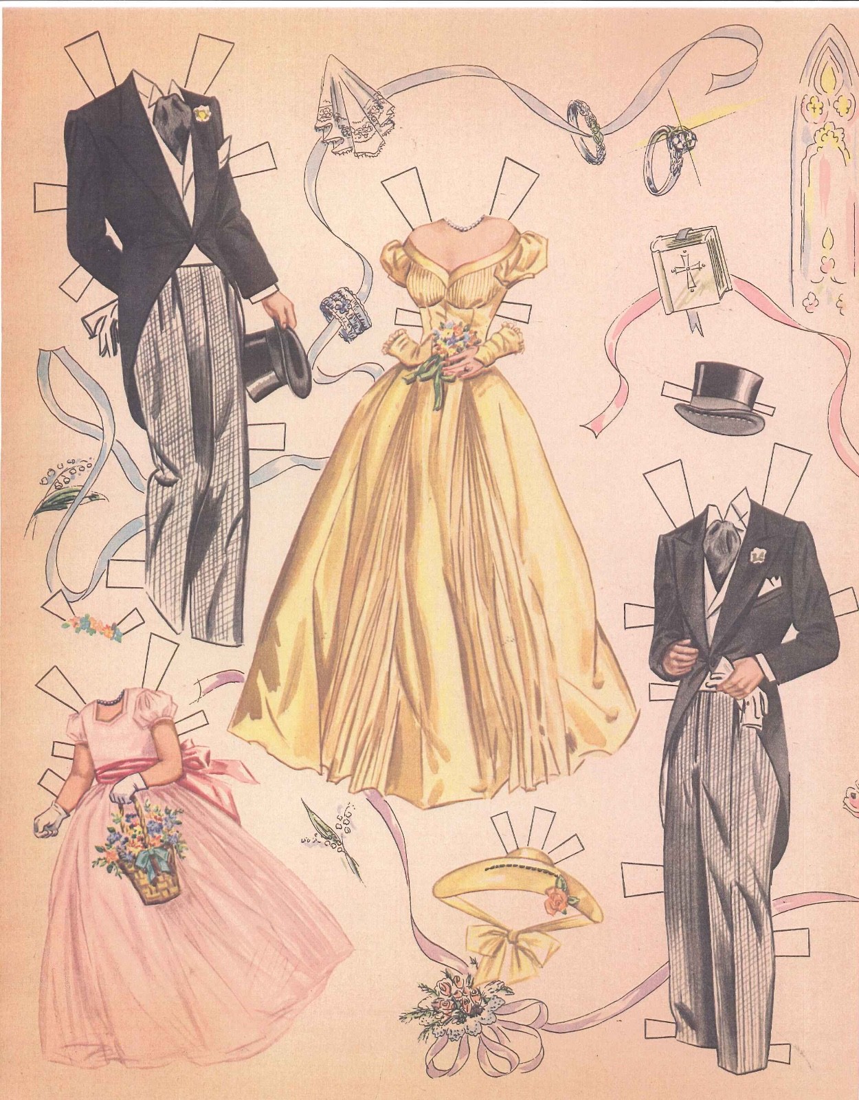 VINTAGE 1952 HERES BRIDE PAPER DOLLS LASER REPRODUCTION~Org SIZE Uncut ...