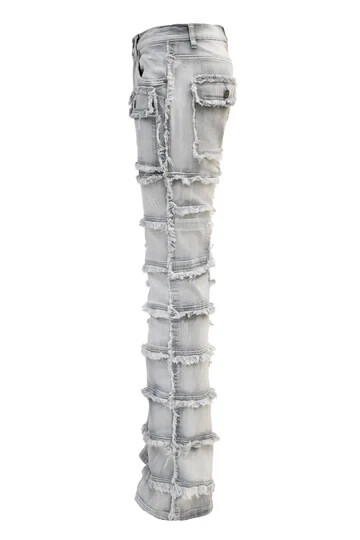 Evolution Men's Edge Cut Patchwork True Stacked Cargo Denim Jeans ...