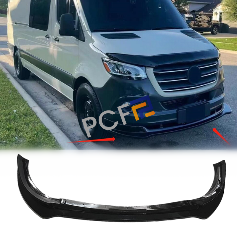 For Benz Sprinter W907 Gloss Black MP style Front Bumper Lip Spoiler ...