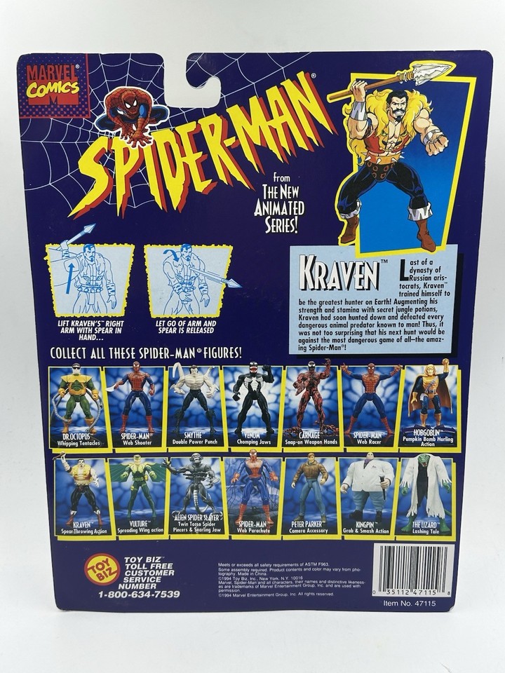 ToyBiz Marvel Comics - Spider-Man: Kraven Spear Throwing Action Figure ...