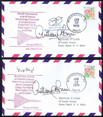 TWO BA/BRANIFF CONCORDE COVERS SIGNED SEO BROWN/ GEORGE FLOYD (ON ONE ...