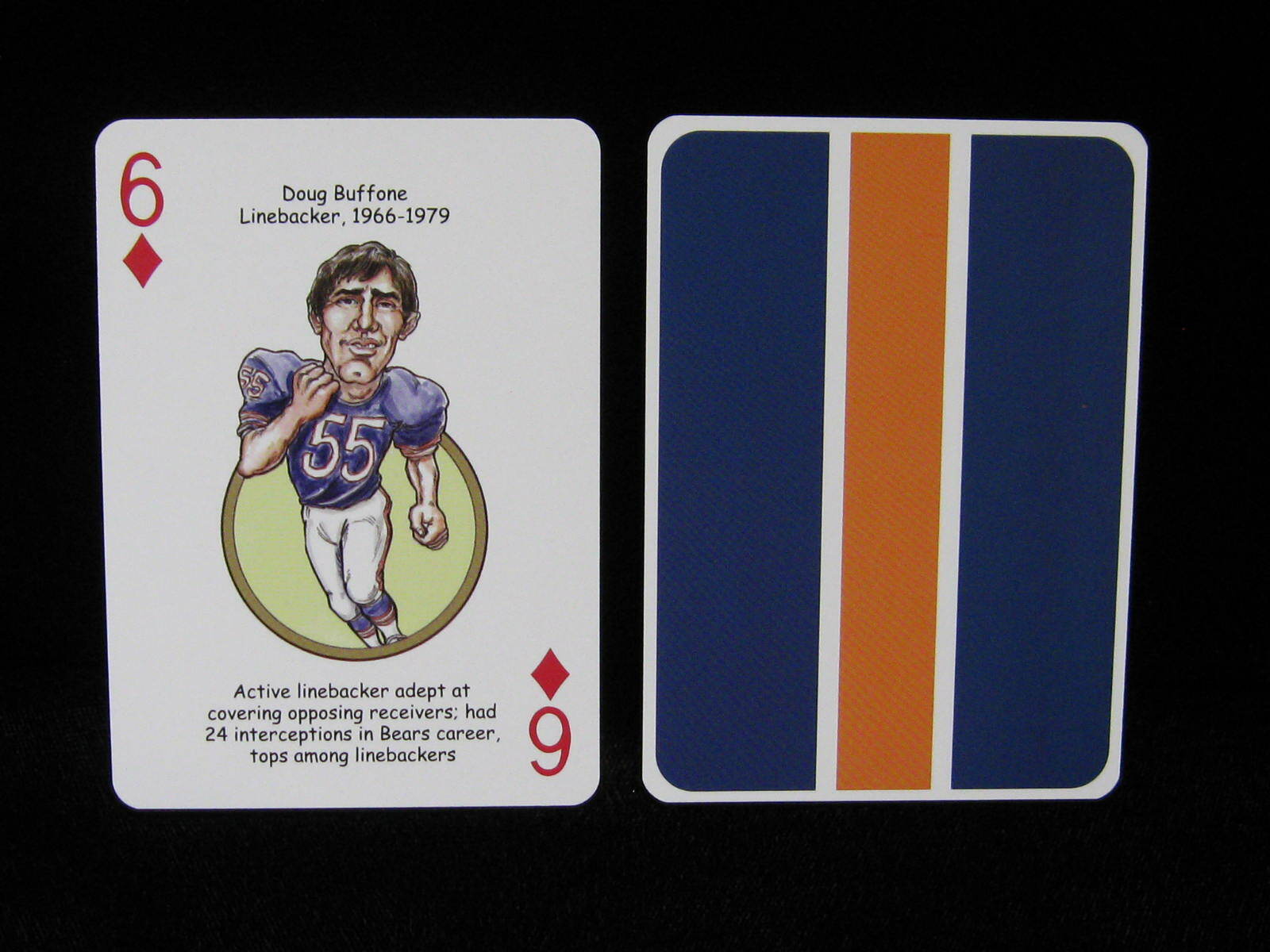 Doug Buffone Chicago Bears "6 of Diamonds" Hero Decks Playing Card | eBay