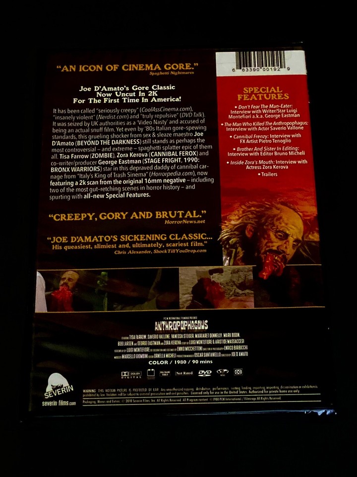 NEW! Anthropophagous (DVD, Severin, 1980 Joe D’Amato Horror Film) *RARE ...