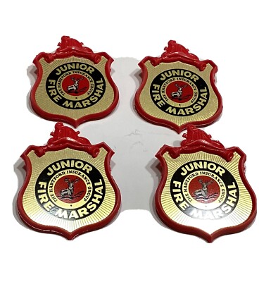 Lot of 4 Vintage Hartford Insurance Junior Fire Marshal Red Badge Pin ...