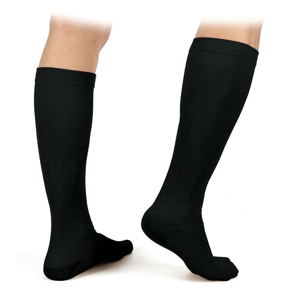 S-4XL Wide Calf Plus Size Compression Socks Women Men 20-30mmHg Medical ...