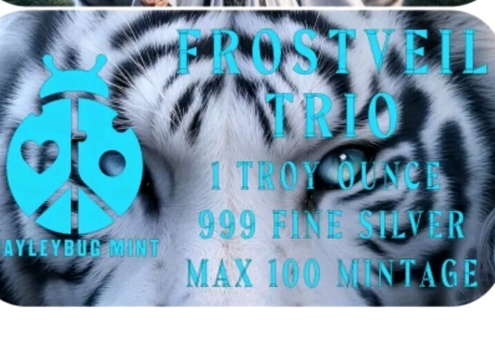 1 OZ .999 PURE SILVER HAYLEYBUG FROST VEIL TRIO COLORIZED ART BAR GIRL TIGERS | eBay