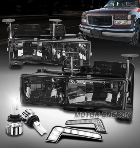 For 88-99 C10 C/K 1500 2500 3500 Smoke Headlight Headlamp w/DRL Signal ...