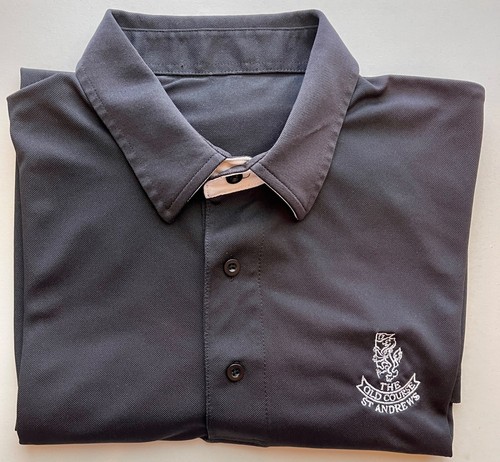 ST ANDREWS the OLD COURSE logo black short sleeve golf polo size XL ...