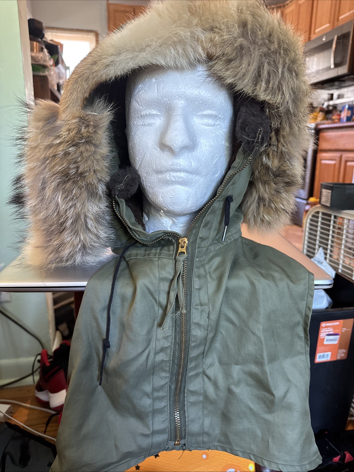 Vintage Military Winter Flying Hood Fur Trimmed Outer… - Gem