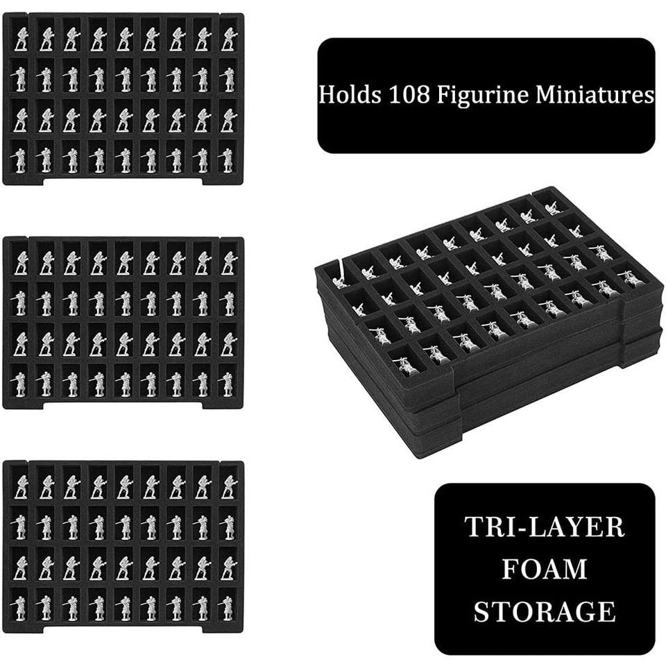 Miniature Storage Sturdy Carrying Figure Case -108 Slot Figurine ...