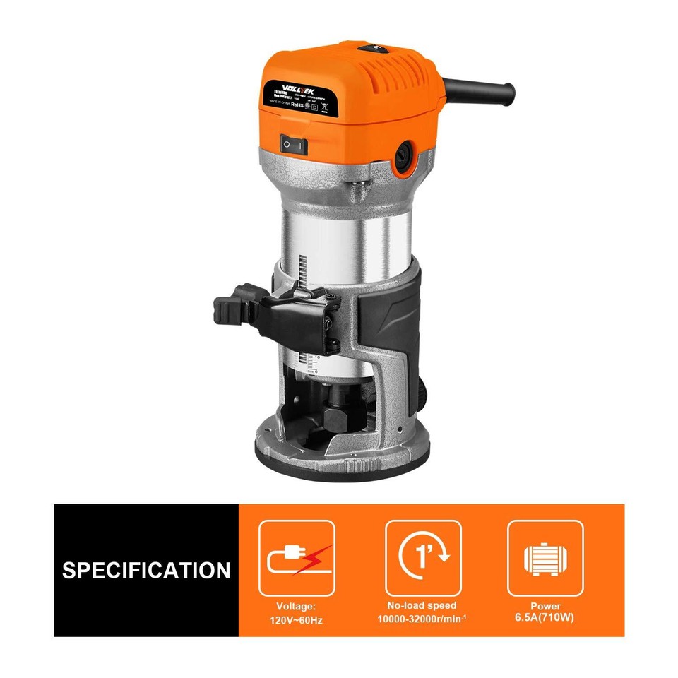 6.5amp Wood Router Tool 1.25 Hp Compact Trim Router With 5pcs Wood ...