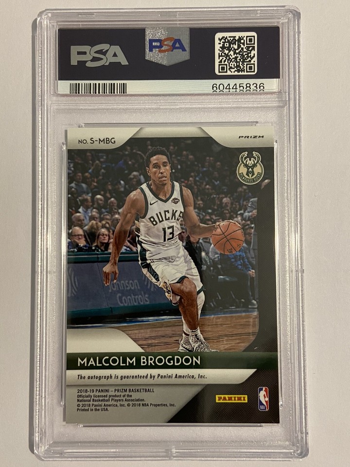 2018-19 Panini Prizm - Malcolm Brogdon Silver Prizm Signatures PSA 10 ...