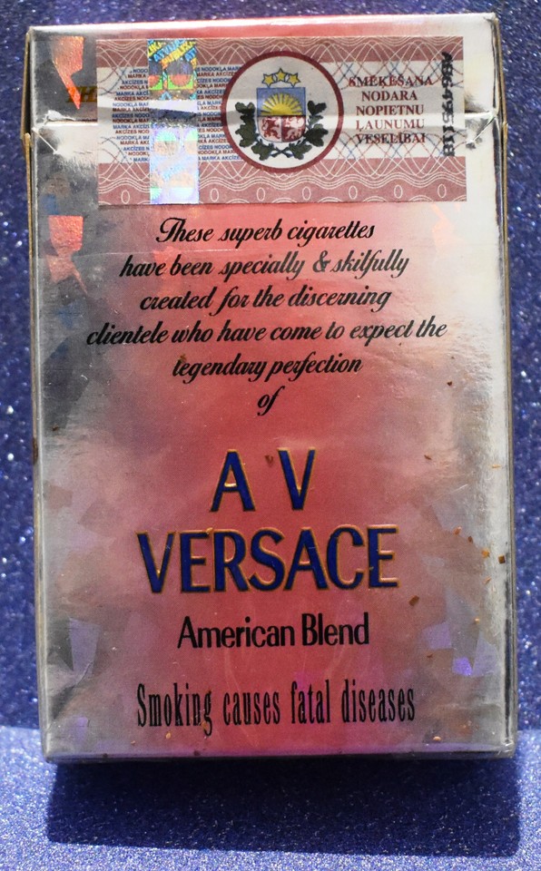 filter cigarettes Empty pack Vintage with inset A V Versace light ...