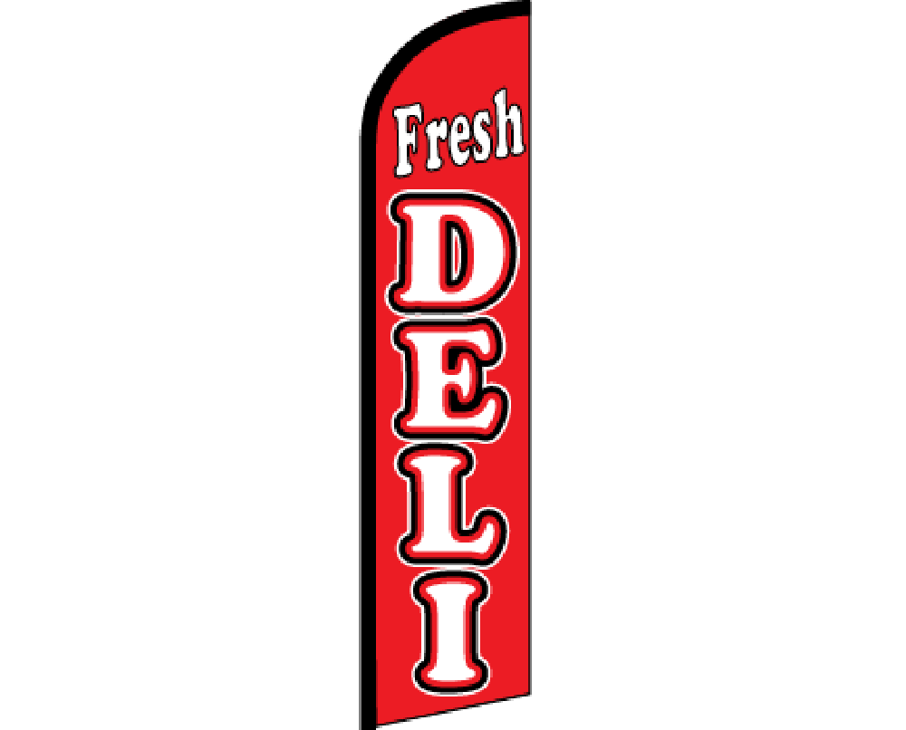Fresh Deli Red / White Windless Banner Advertising Marketing Flag | eBay