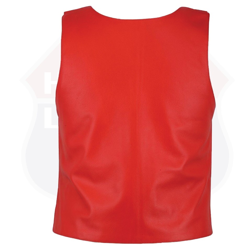 Red Leather Vest - Women Bulletproof Style Motorcycle Vest - Police ...