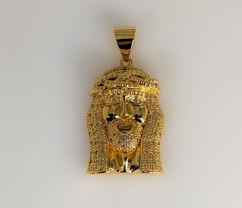 Plated Blinged Jesus Face Head Pendant Religious Faith Oro Jesucristo ...
