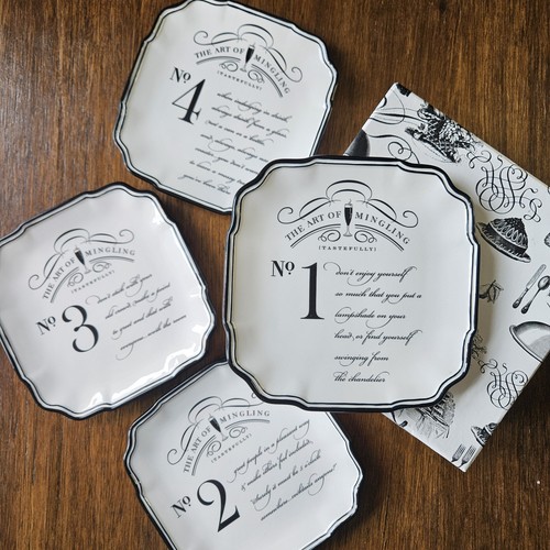 (4) The Art of Mingling Small Appetizer Tidbit Plates Cocktail Party 6. ...