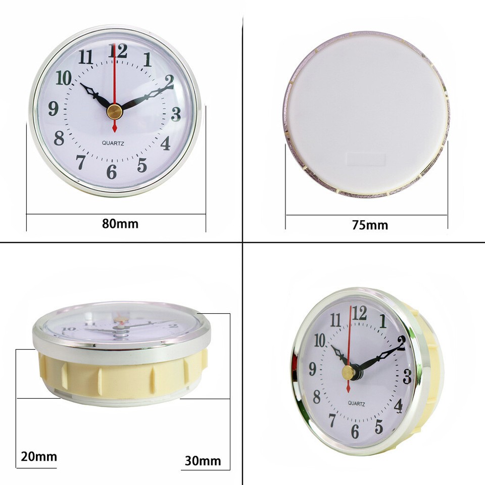 Mini Clock Insert 3-1/2 Inch (80 Mm) Round Quartz Clock Fit-Up Movement ...