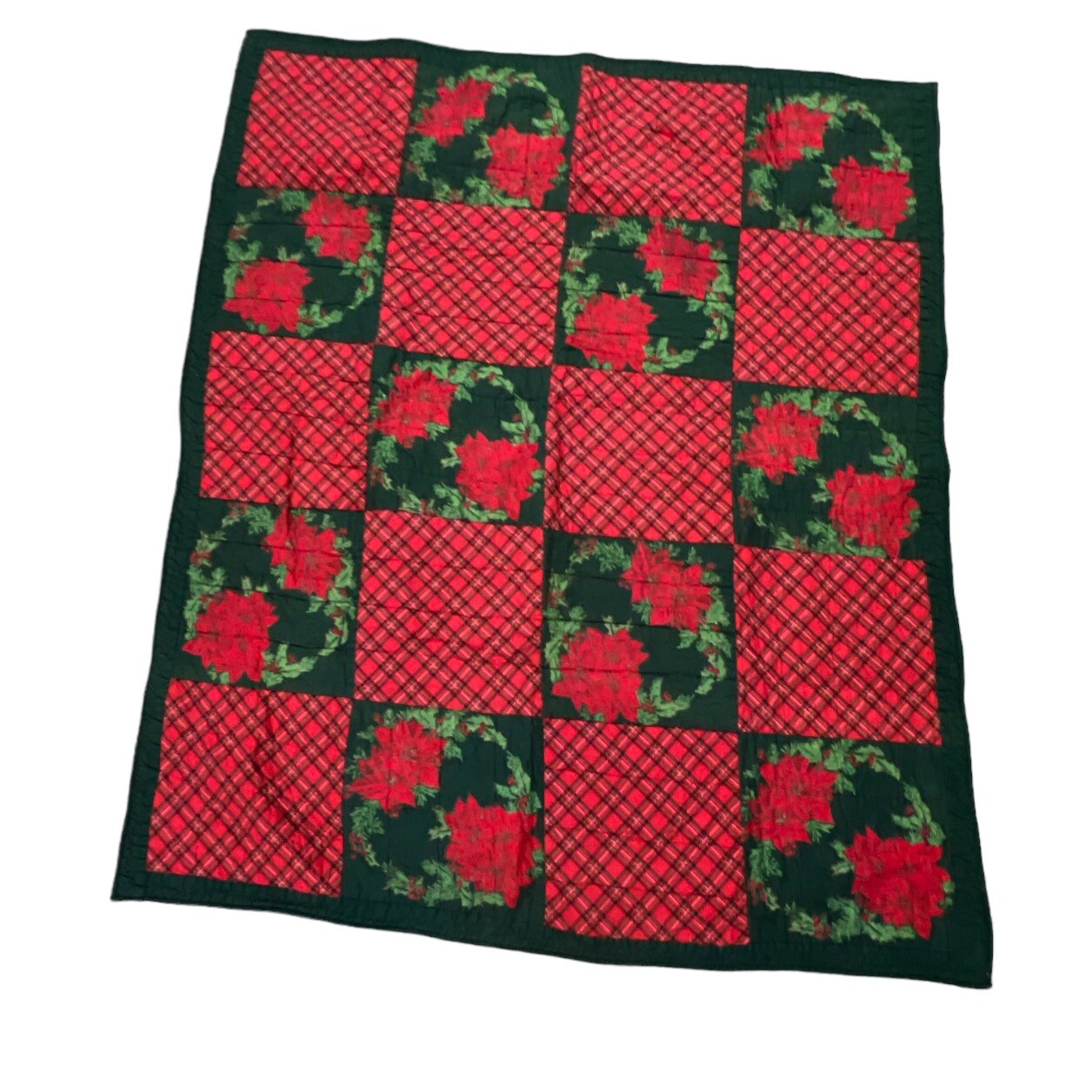 Vintage 90’s Victorian Heart Lasting Impressions Poinsettia Lap Quilt ...