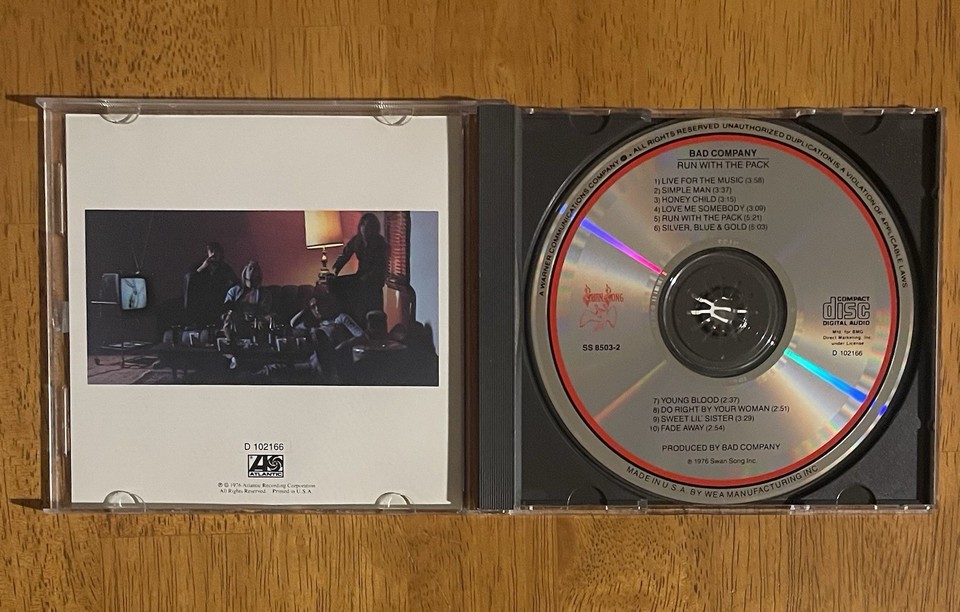 Bad Company Run With The Pack CD Swan Song SS 8503-2 | eBay UK