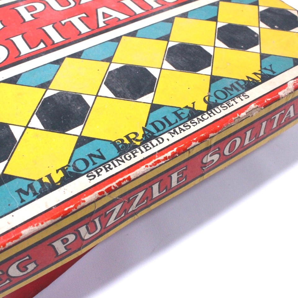 VINTAGE Peg Puzzle Solitaire - Milton Bradley Board Game - 1930s - VERY ...