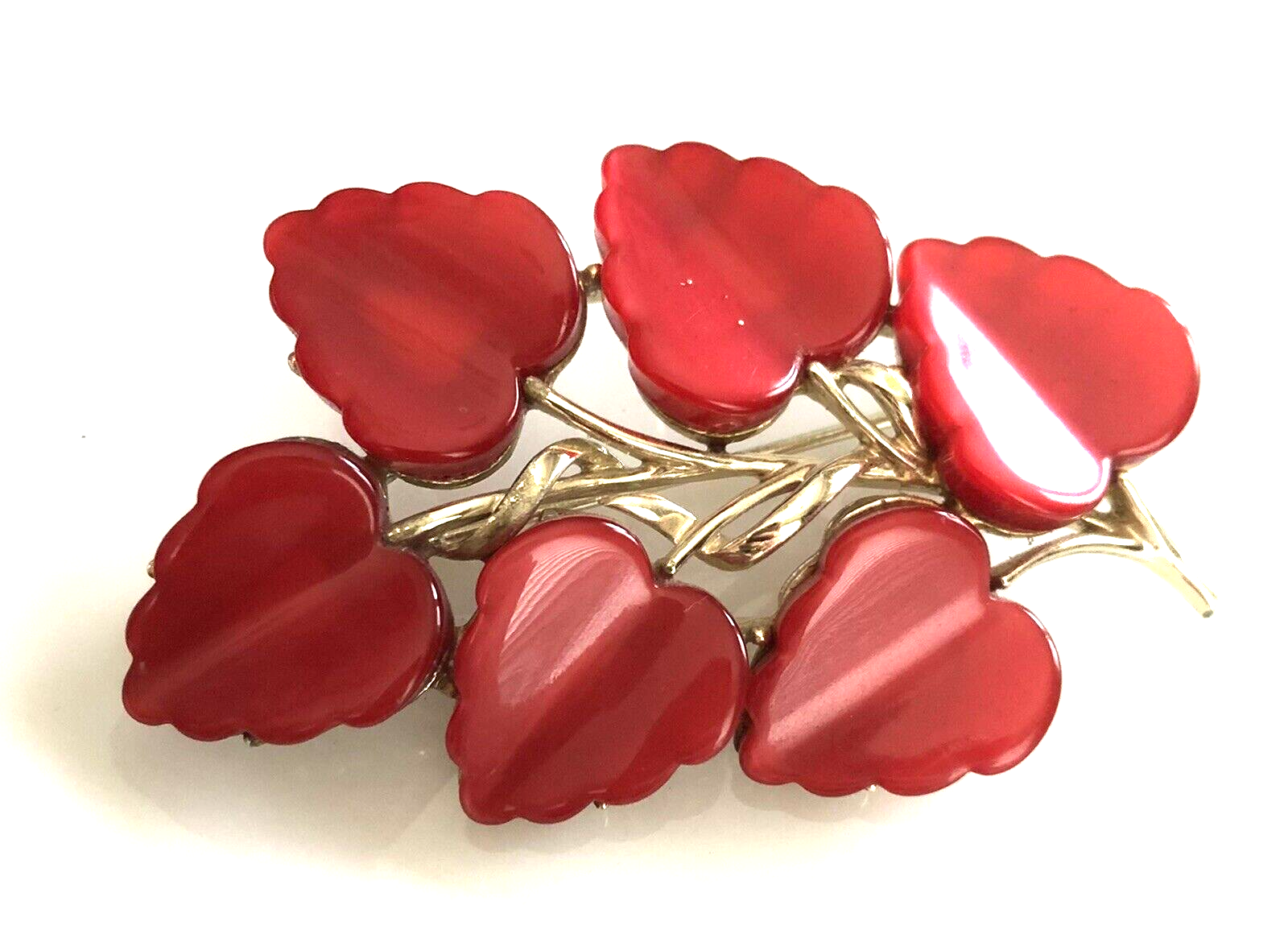 Vintage CORO Red Leaves THERMOSET Brooch Pin | eBay