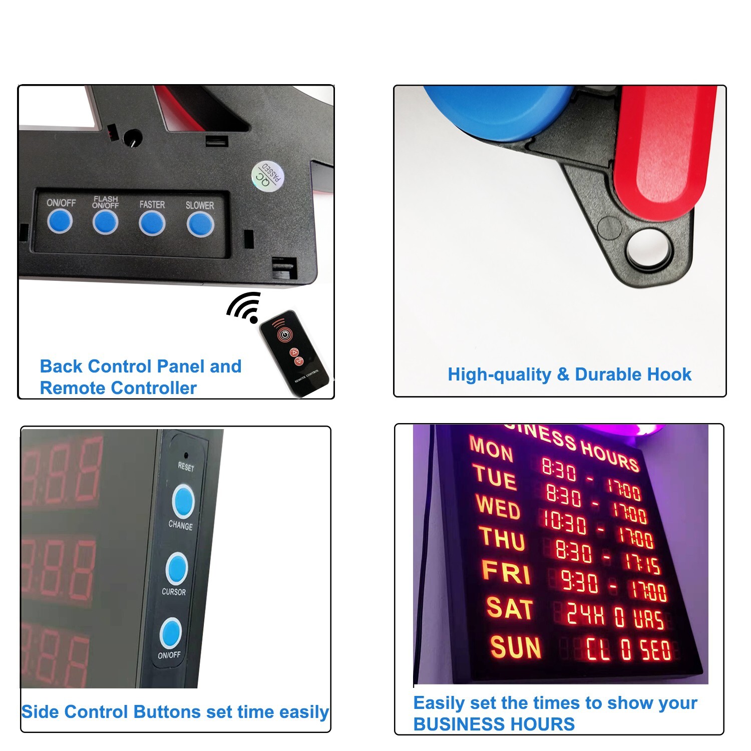 Super Bright SMT LED Open Sign with business hours (flexible minute ...