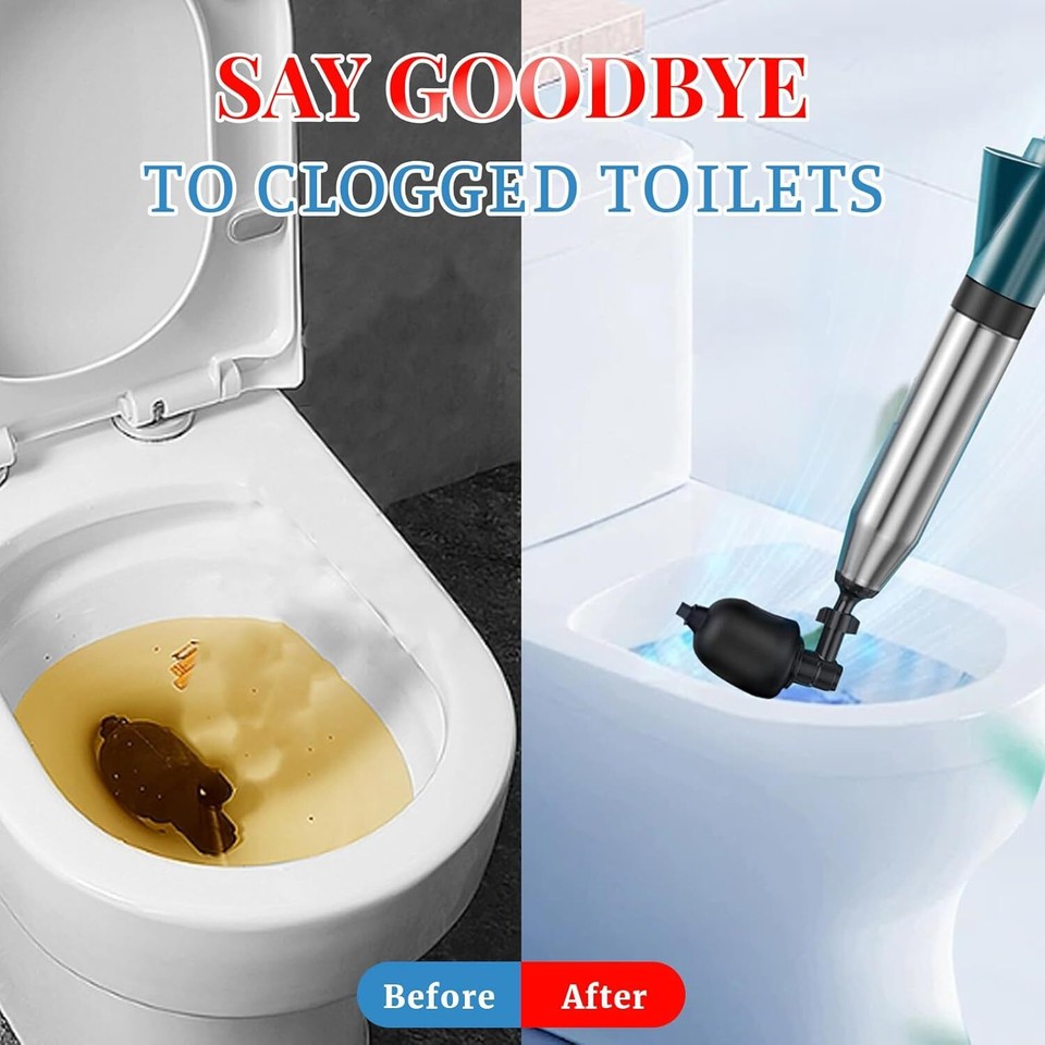 High Pressure Air Drain Blaster Gun Pump Toilet Plunger Sink Pipe Clog ...