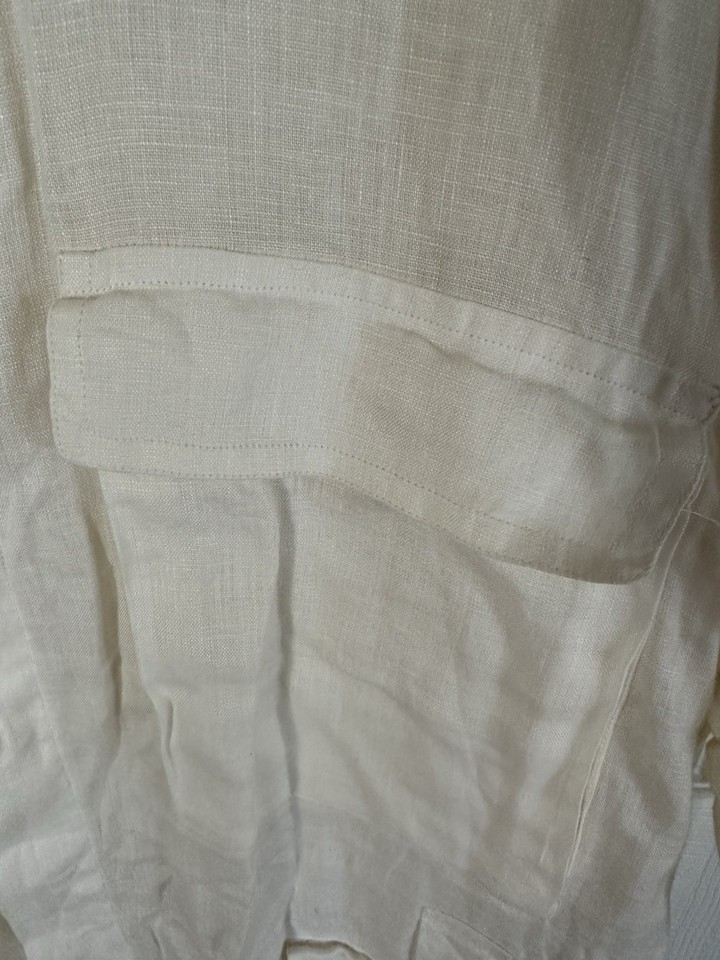 VINTAGE FABIO CAVIGLIA LABEL CREAM MADE IN ITALY MEN'S LINEN SHIRT SIZE ...